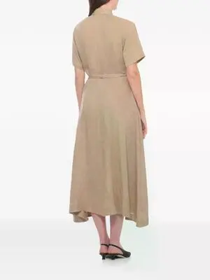 Antonelli Firenze Belted Linen Midi Dress