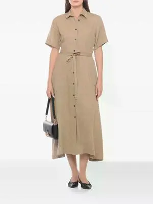 Antonelli Firenze Belted Linen Midi Dress