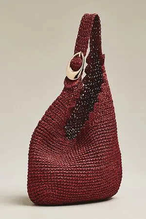 Anthropologie Love Knot Raffia Slouchy Bag With Buckle Detail
