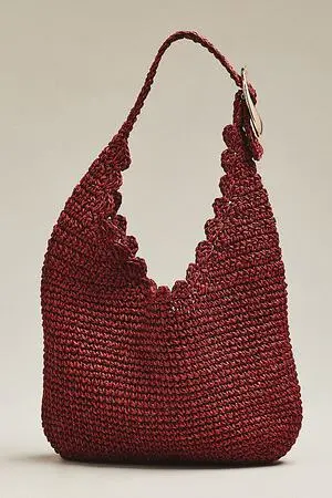 Anthropologie Love Knot Raffia Slouchy Bag With Buckle Detail