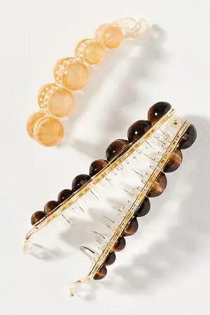 Anthropologie Bubble Banana Claw Clip - Tortoise