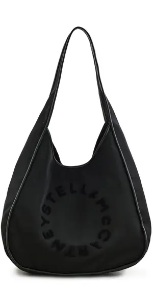 Stella McCartney Large Mesh Logo Hobo Bag - Black