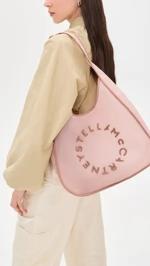 Stella McCartney Large Mesh Logo Hobo Bag - Blush