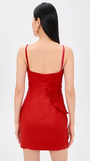 ANDRES OTALORA Linen Dress With Ruffled Applique