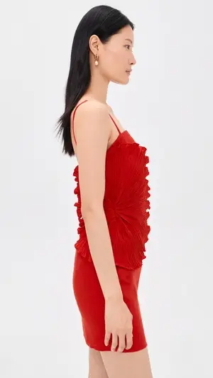 ANDRES OTALORA Linen Dress With Ruffled Applique