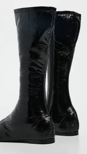 COURREGES Flat Buckle Vinyl Boots
