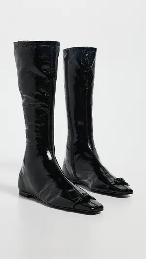 COURREGES Flat Buckle Vinyl Boots