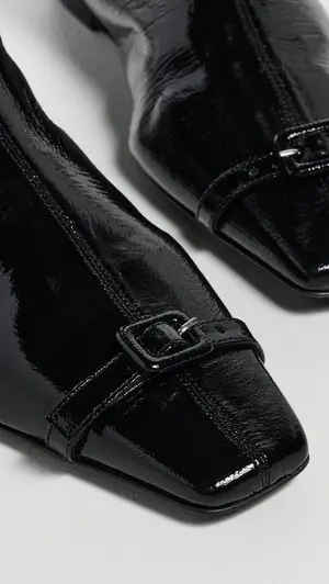COURREGES Flat Buckle Vinyl Boots