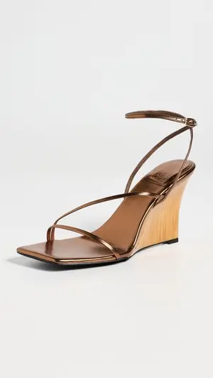 Jeffrey Campbell Topsail Metallic Wedge Sandals - Bronze