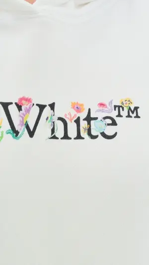 Off-White Cropped Floral Print Hoodie