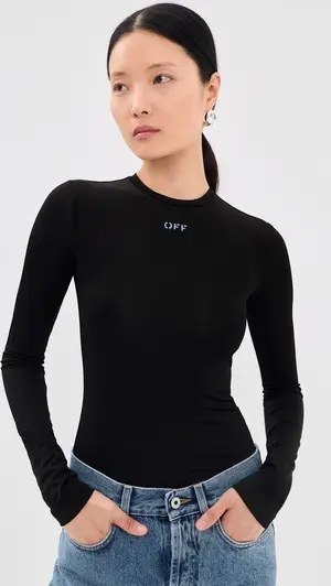 Off-White Second Skin Long Sleeve Crew Tee - Black