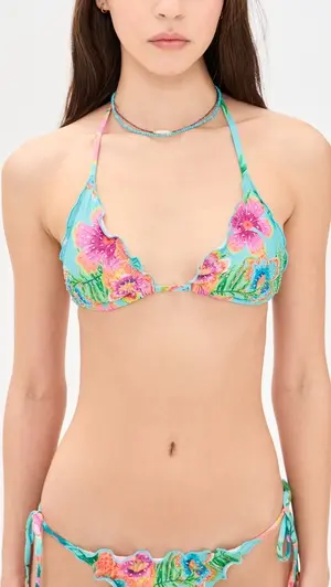 PQ SWIM Embroidered Triangle Bikini Top