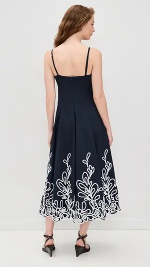 Cinq À Sept Embroidered Bow Neck Midi Dress