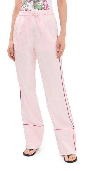 Off-White Satin Pajama Pants - Soft Pink