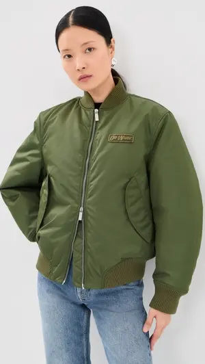 Off-White Embroidered Nylon Bomber Jacket - Beech