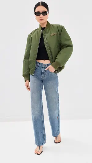 Off-White Embroidered Nylon Bomber Jacket - Beech