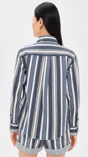 Isabel Marant Étoile Gelva Striped Cotton Shirt - Ecru/blue