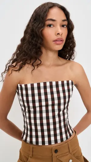 CULTNAKED Etta Bandeau Corset Gingham Check Print
