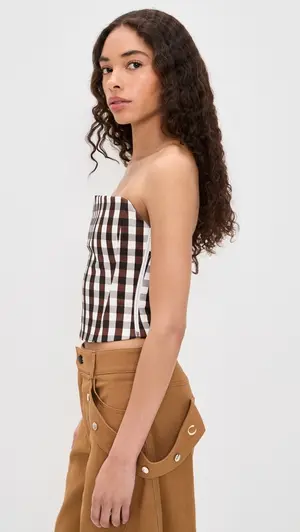 CULTNAKED Etta Bandeau Corset Gingham Check Print