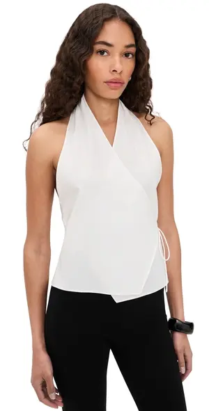 ST. AGNI Oxford Wrap Halter Top