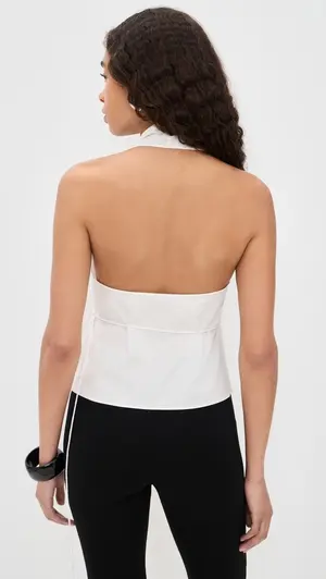 ST. AGNI Oxford Wrap Halter Top