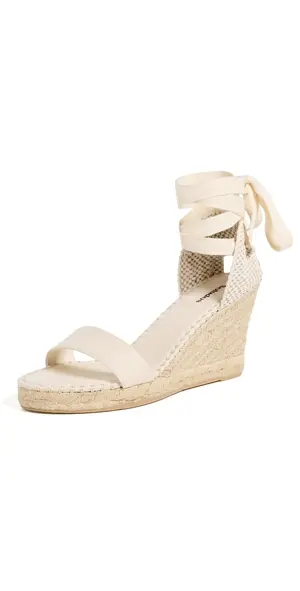 Soludos Open Toe Marseille Wedge Espadrilles - Ivory Linen