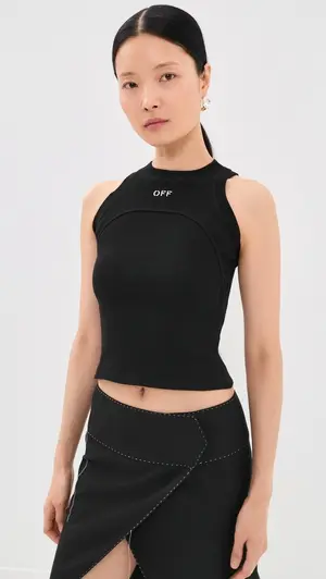 Off-White Stamp Ribbed Tank - Black