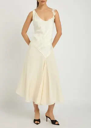 Victoria Beckham Lace-trimmed Satin Midi Dress - Ivory