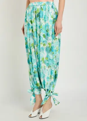 Chloé Printed Balloon-leg Silk Trousers - Blue