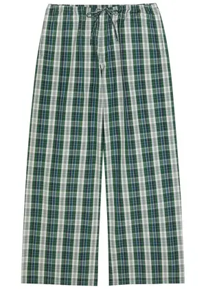 Suzie Kondi Checked Cotton-poplin Trousers - Green