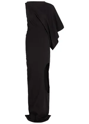 A.W.A.K.E. Mode Asymmetric Cut-out Cotton Maxi Dress - Black