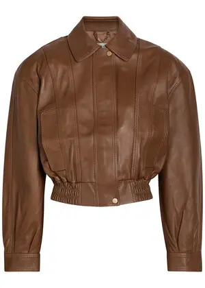 Ronny Kobo Paneled Leather Jacket - Brown