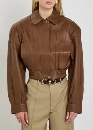 Ronny Kobo Paneled Leather Jacket - Brown