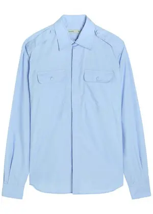 AARON ESH Cotton-poplin Military Shirt - Blue