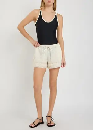 SOLAQUA Piped-trim Swimsuit