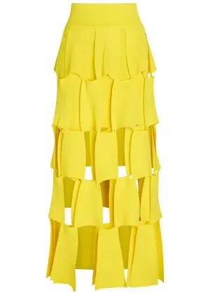 A.W.A.K.E. Mode Panelled Knit Midi Skirt Yellow