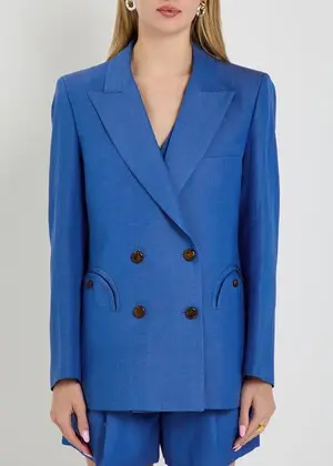 BLAZÉ MILANO Double-breasted Silk And Linen-blend Blazer