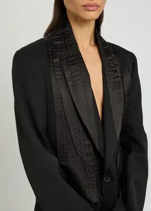 MAISON MARGIELA Layered Wool Blazer With Silk Polka-dot Collar