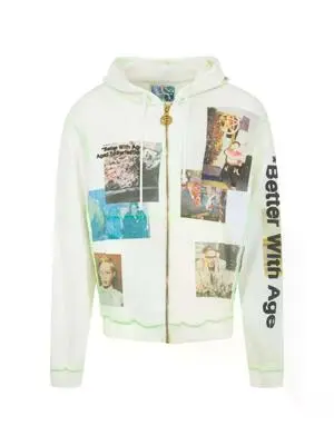 BETTER WITH AGE Ricky Waffle-knit Graphic Hoodie - Neutrals