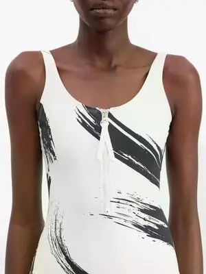 Loulou De Saison Minea Printed Zip-up Swimsuit