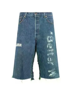 BETTER WITH AGE Logo-print Denim Shorts