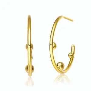 GENEVIVE Rachel Glauber Plated Beaded Hoop Earrings - Gold