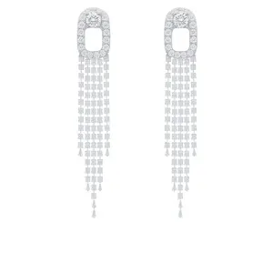 MAISON DE GALA Elenora Oval Cascade Crystal Earrings - Silver