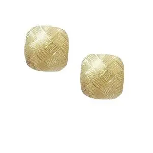 MAISON DE GALA Textured Woven Square Stud Earrings - Gold