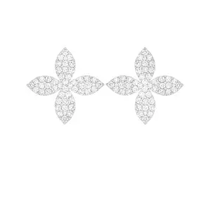 MAISON DE GALA Crystal Fleur Statement Earrings - Silver