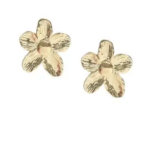 MAISON DE GALA Sculpted Flower Statement Stud Earrings - Gold