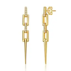 GENEVIVE Rachel Glauber Plated Cubic Zirconia Drop Earrings - Gold