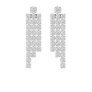 MAISON DE GALA Cascading Crystal Earrings - Silver