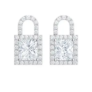 MAISON DE GALA Crystal Padlock Earrings - Silver