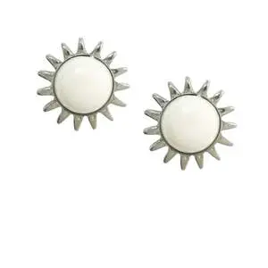 MAISON DE GALA Sunburst Pearl Stud Earrings - Silver